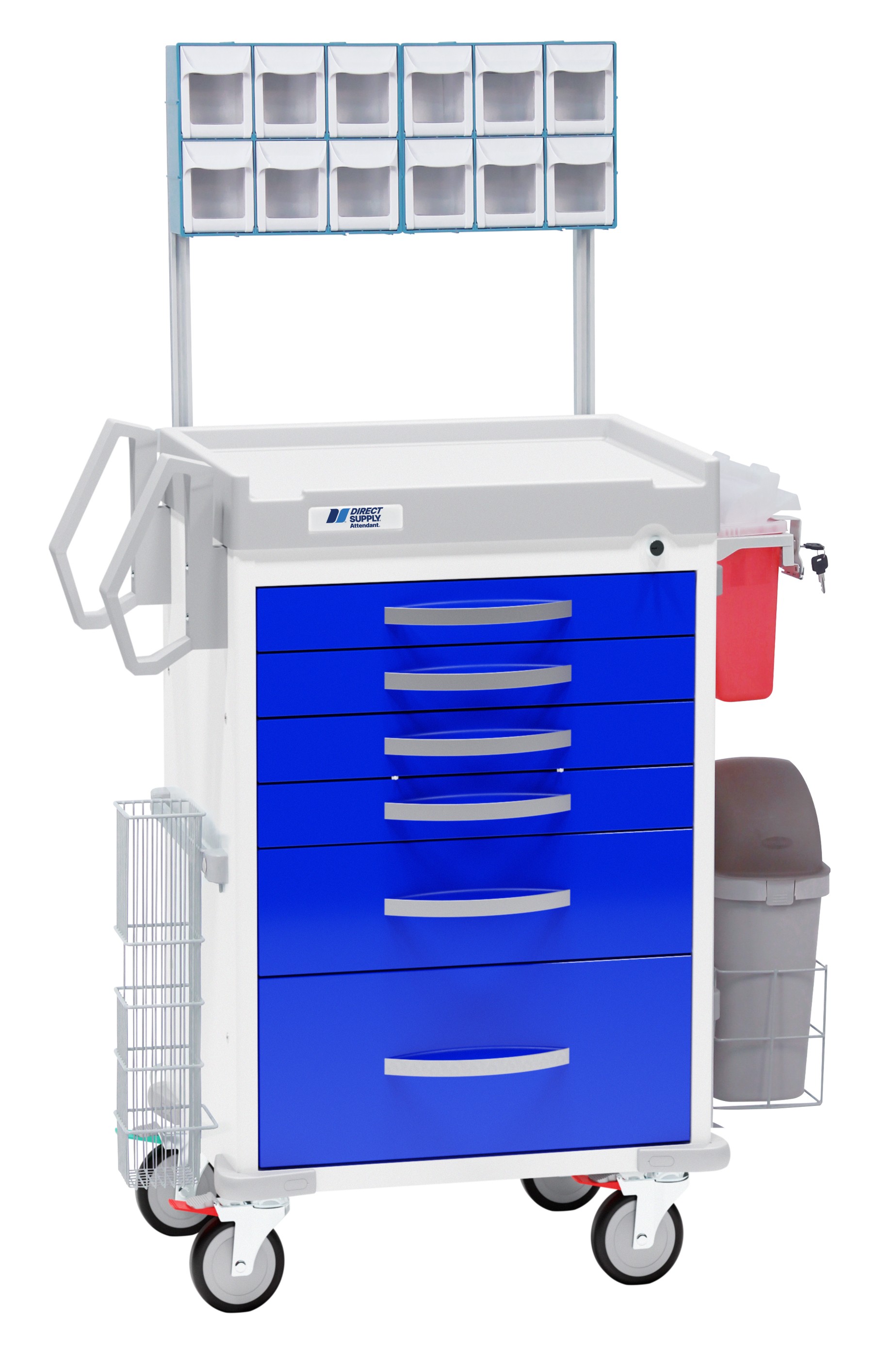 Attendant® Medical Cart, 6 Drawer, Emergency (Red) with Accessories ...