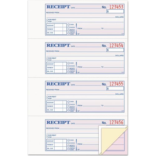 Adams® Receipt Book, 7 5/8 x 11, Three-Part Carbonless, 100 Forms ...