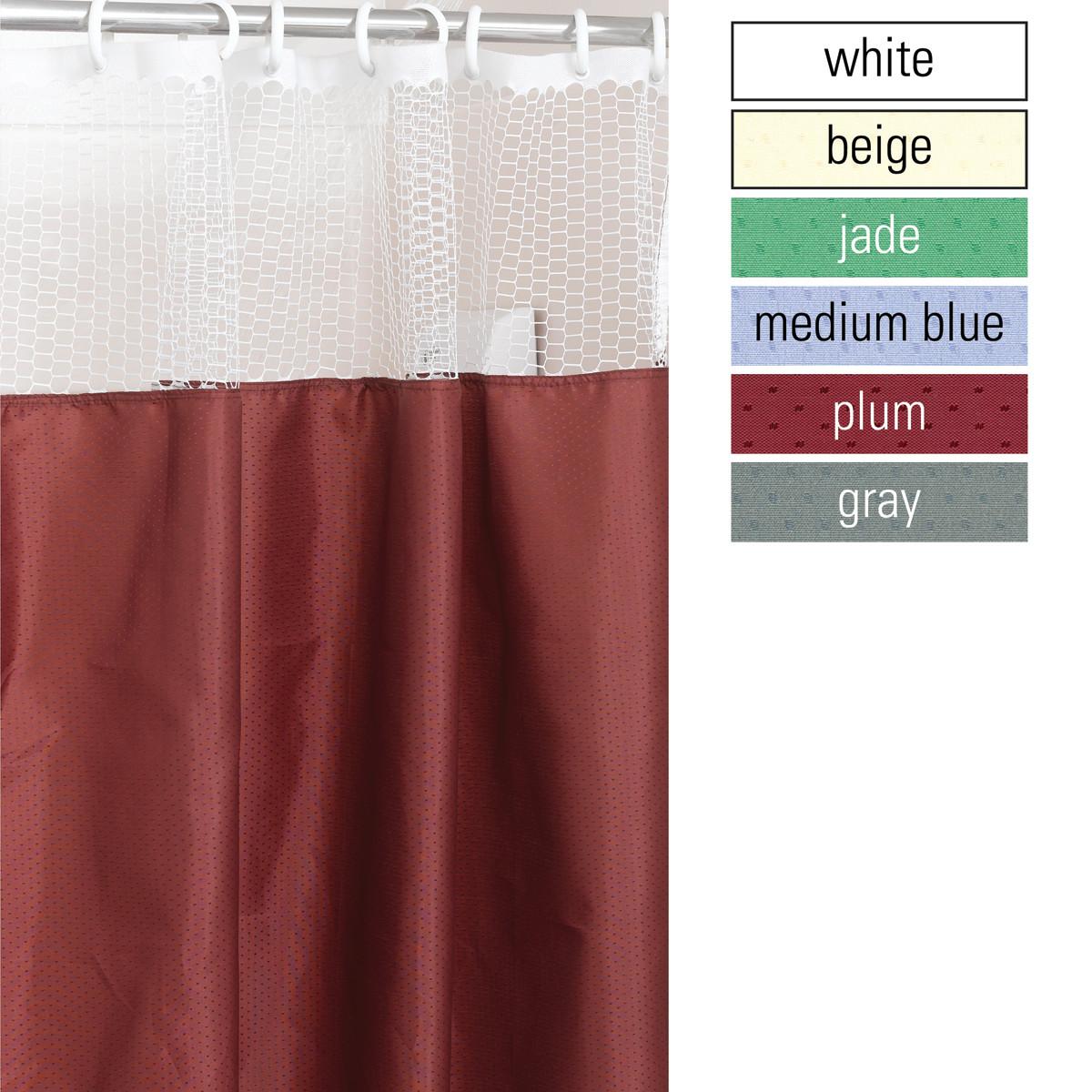 Dobbie Polyester Shower Curtain, with Mesh, 72"W x 72"L - Curtain Color ...