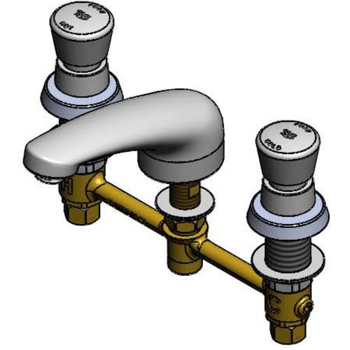 Lavatory Faucet, Push Button Self Closing Cartridges, 8" Center, Cast ...