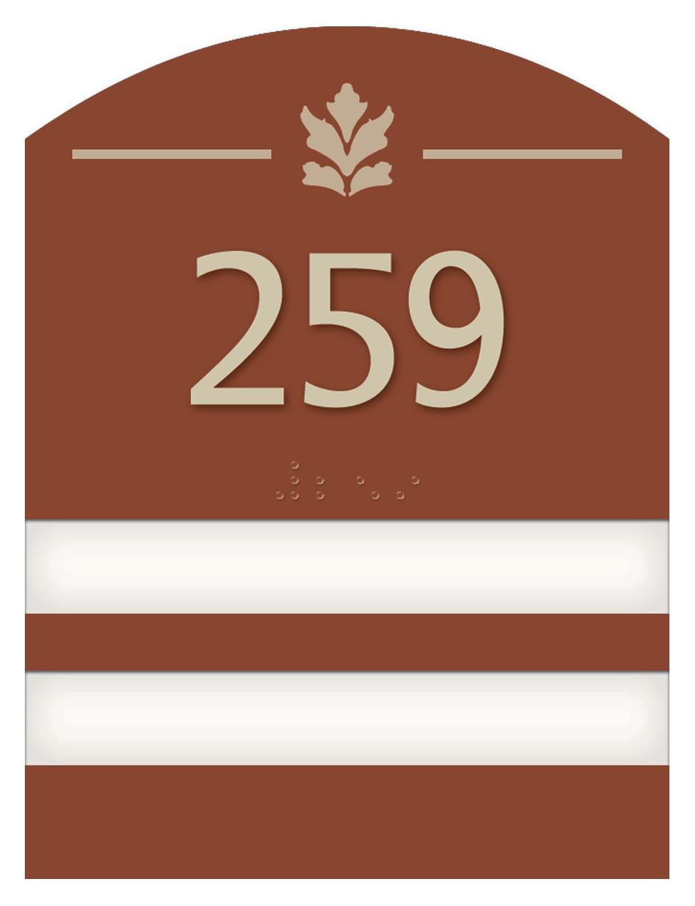 Contour No-Backplate Series 2-Slot Room Sign with Braille, 5(3/8)" x 4 ...