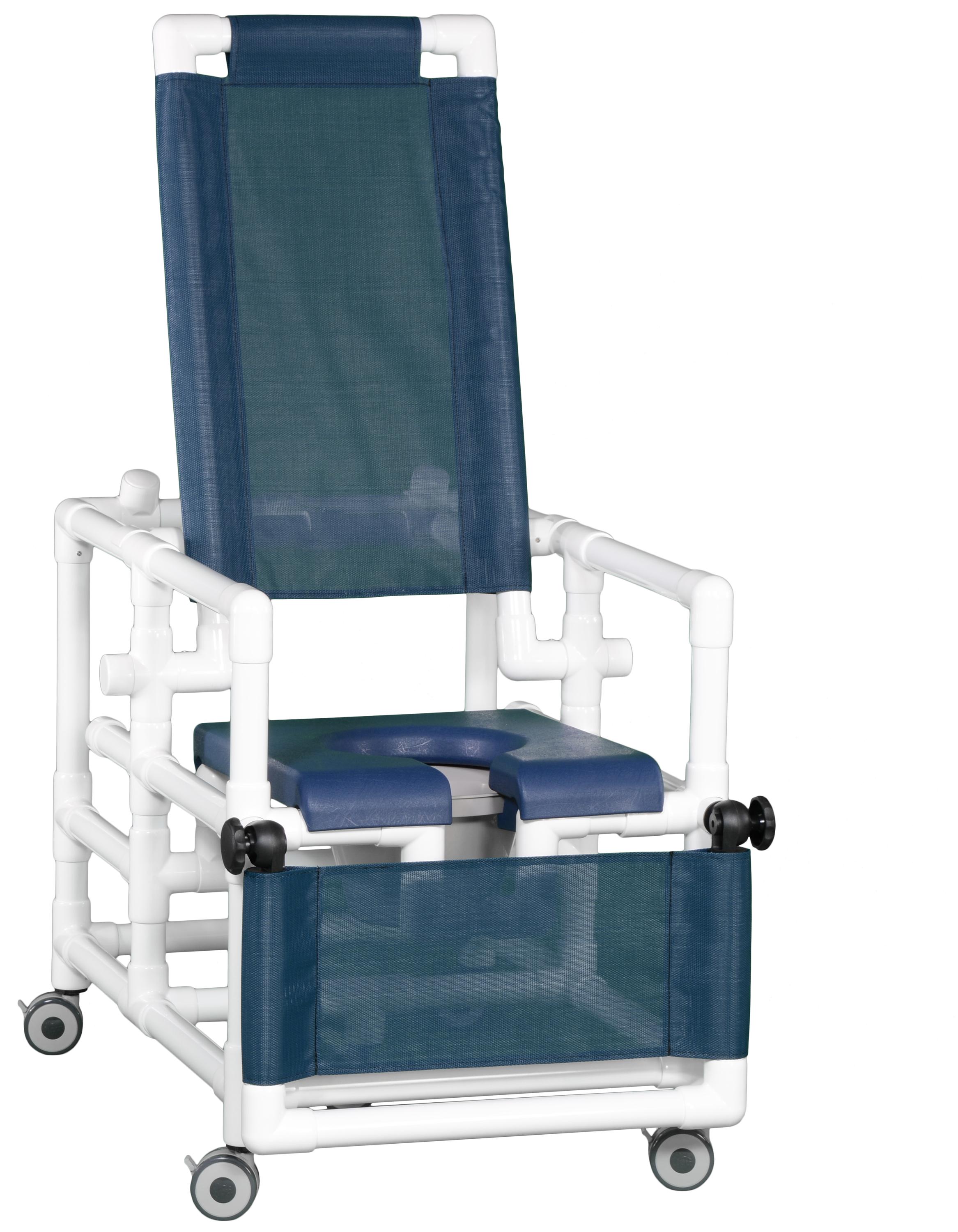 IPU Deluxe Reclining Shower Chair Commode with Open Front Soft Seat and ...