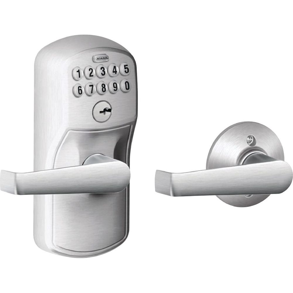 Schlage Plymouth Keypad Lock, Auto Lock, Satin, Chrome, Elan (E6850 ...