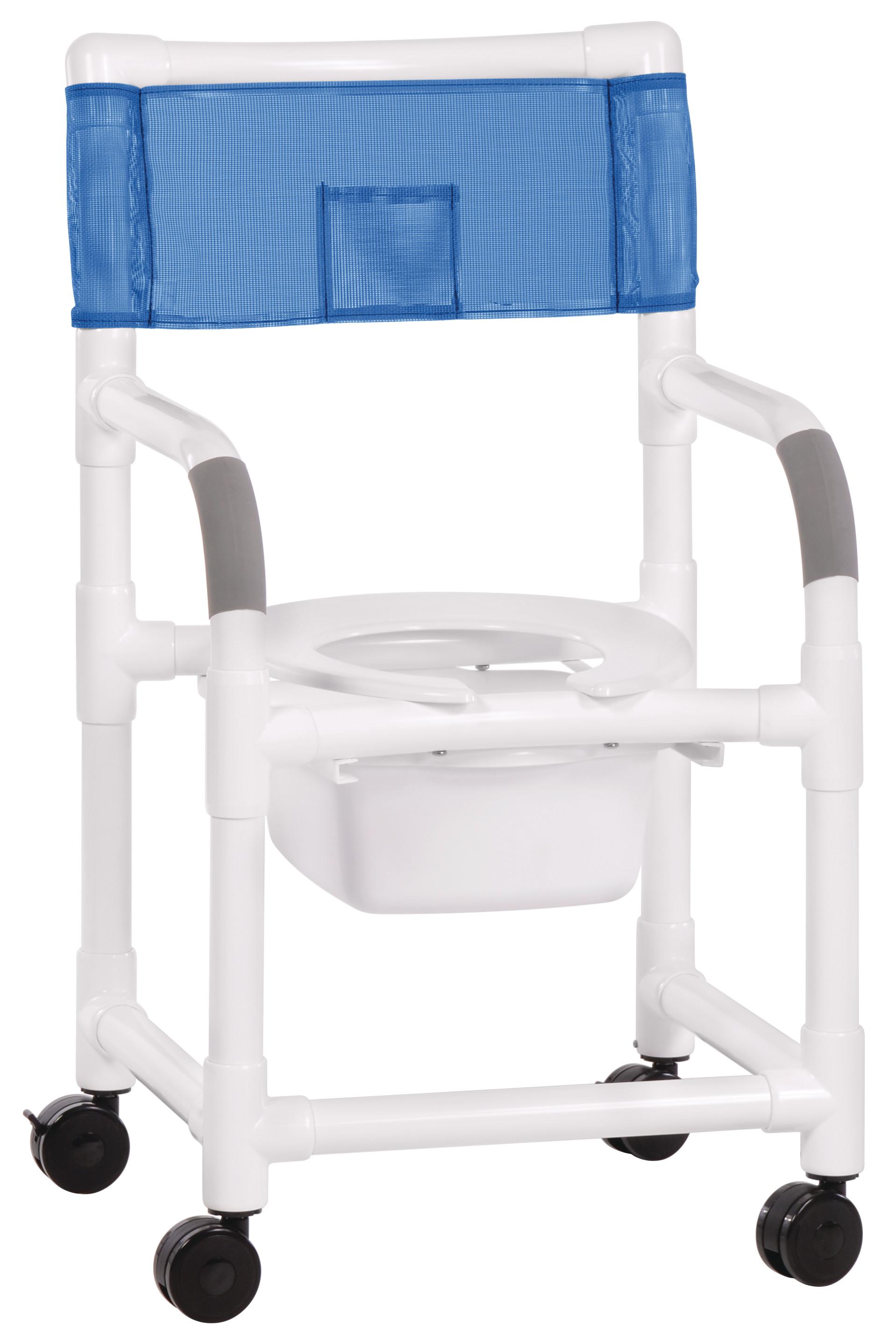 Direct Supply® Reclining PVC Rolling Shower Chair, Open-Front Soft Seat ...