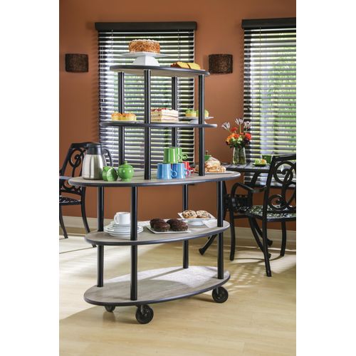 Geneva Pastry Dessert Cart, 5 Shelves, Oval-Shaped Top and Shelves ...