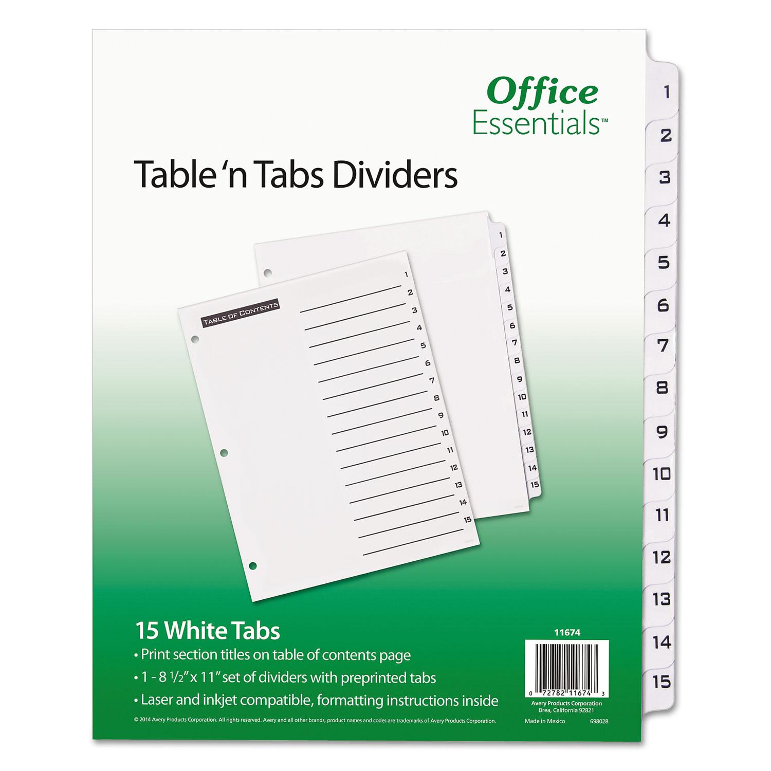 Office Essentials™ Table 'n Tabs Dividers, 15-Tab, Letter (J3277 ...