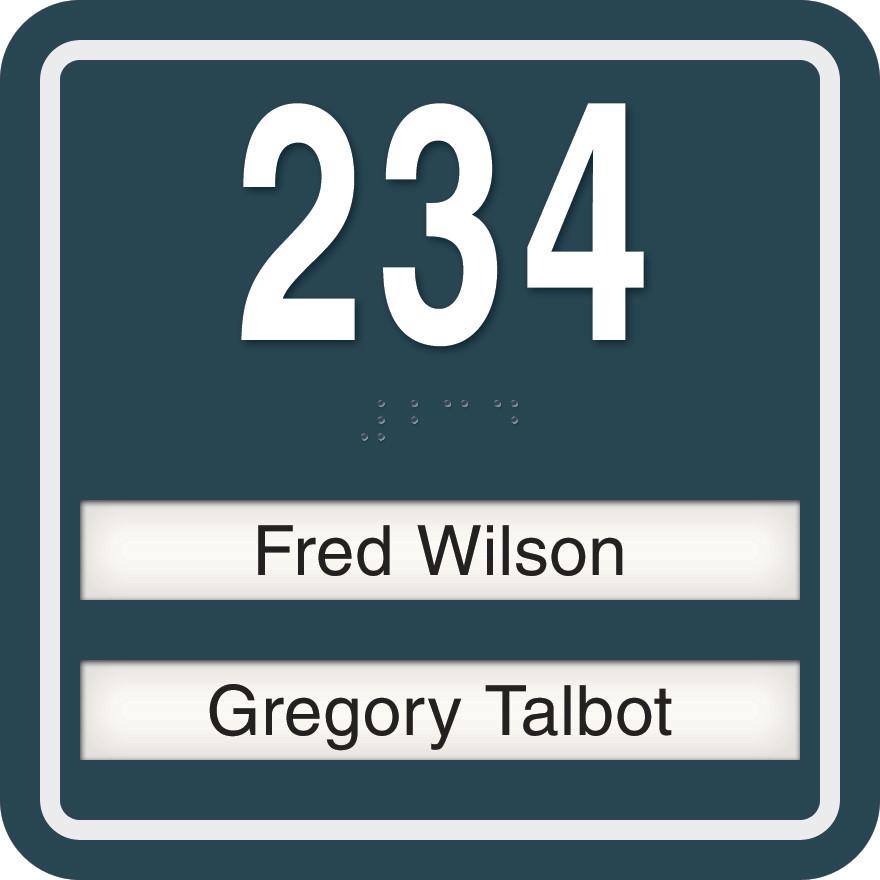 Contemporary Series 2-Slot Room Sign with Braille, 5-1/2" x 5-1/2 ...