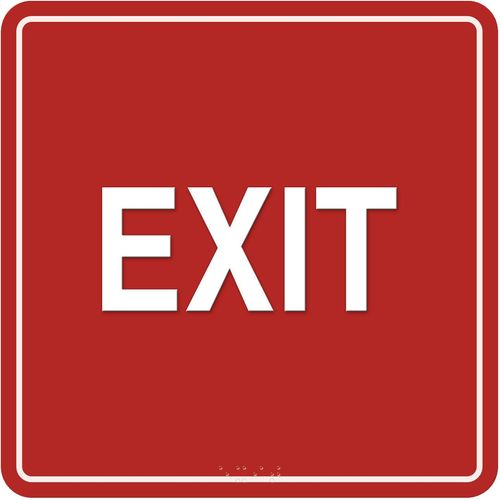 Contemporary Regulatory Exit Sign with Braille, 7¾" x 7¾" - Faceplate ...