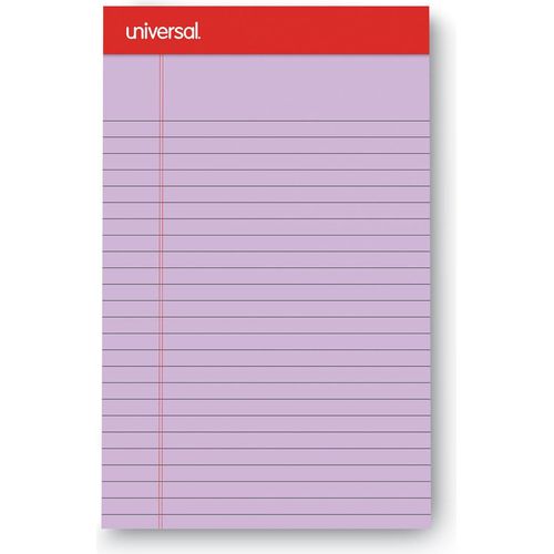 Universal® Colored Perforated Ruled Writing Pad, Narrow Rule, 5 x 8 ...