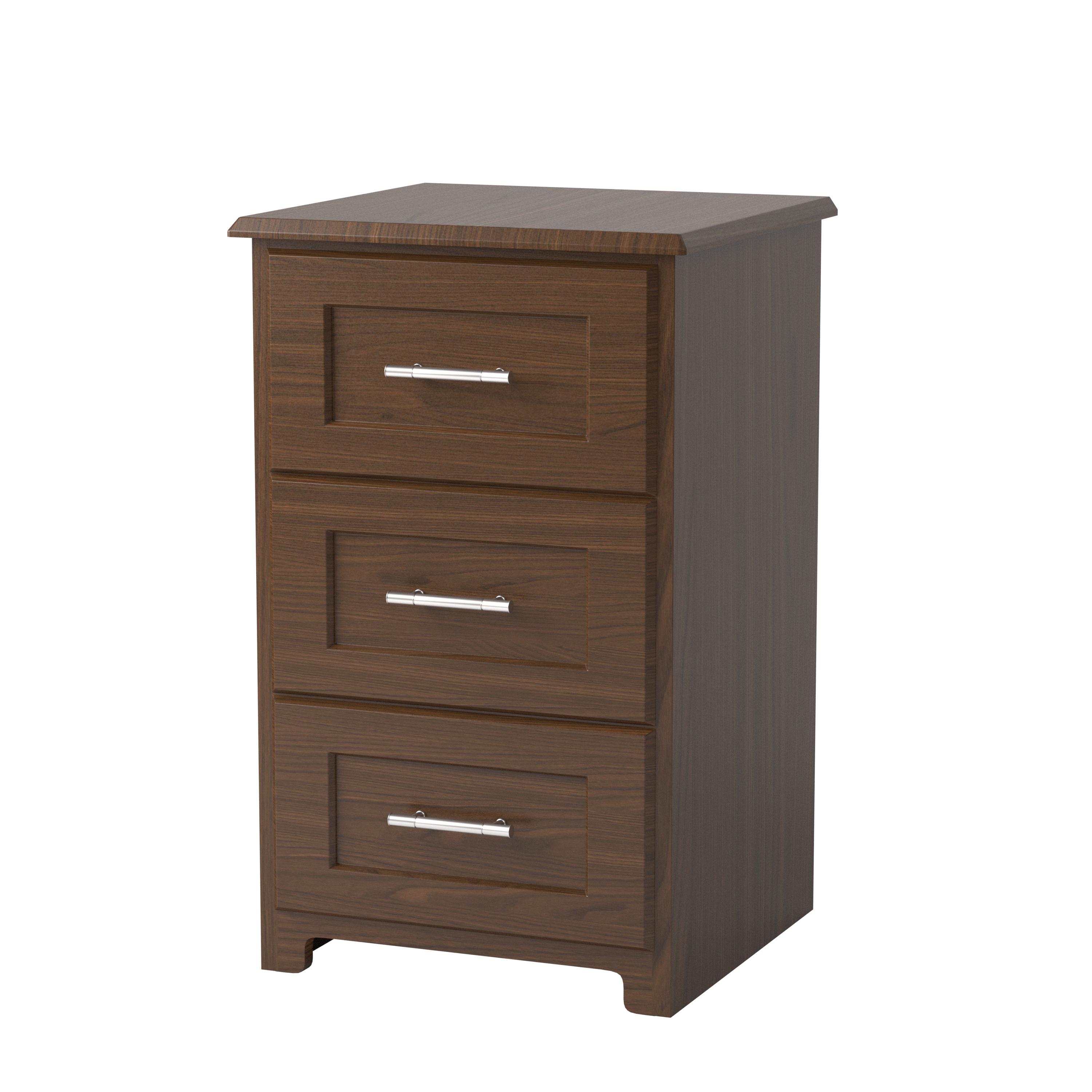 Maxwell Thomas® Quick-Ship Cavallino 3-Drawer Bedside Cabinet - Casegood Finish: Walnut Pull ...