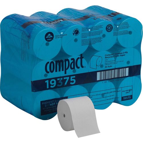 Compact Coreless Recycled Toilet Paper (Pack of 36) (GXH22) | Direct Supply