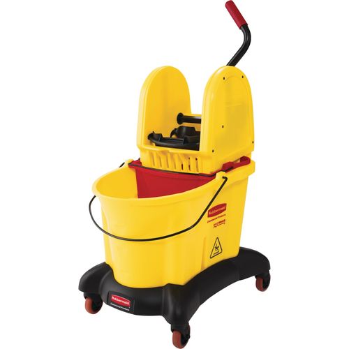 Rubbermaid WaveBrake Dual-Water Mop Bucket, 35 Quart, Sidepress Wringer ...