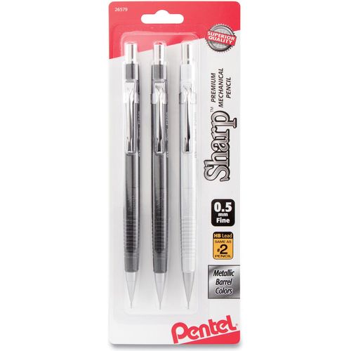 Pentel® Sharp Mechanical Drafting Pencil, 0.5 mm, Assorted Barrels, 3/Pack (K6419) | Direct Supply