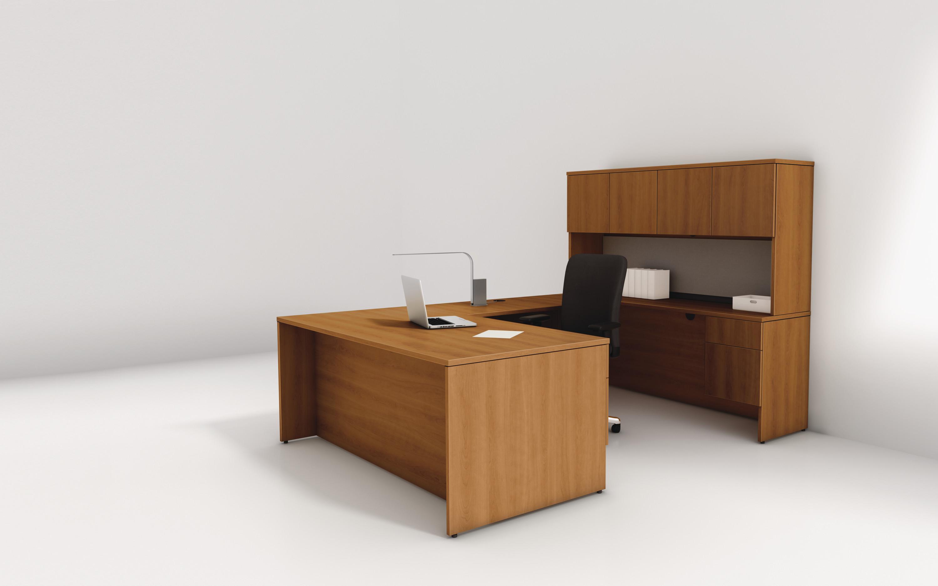 Concept 400E Left U-Shaped Desk Package - Finish: Anthracite Grey Pull ...