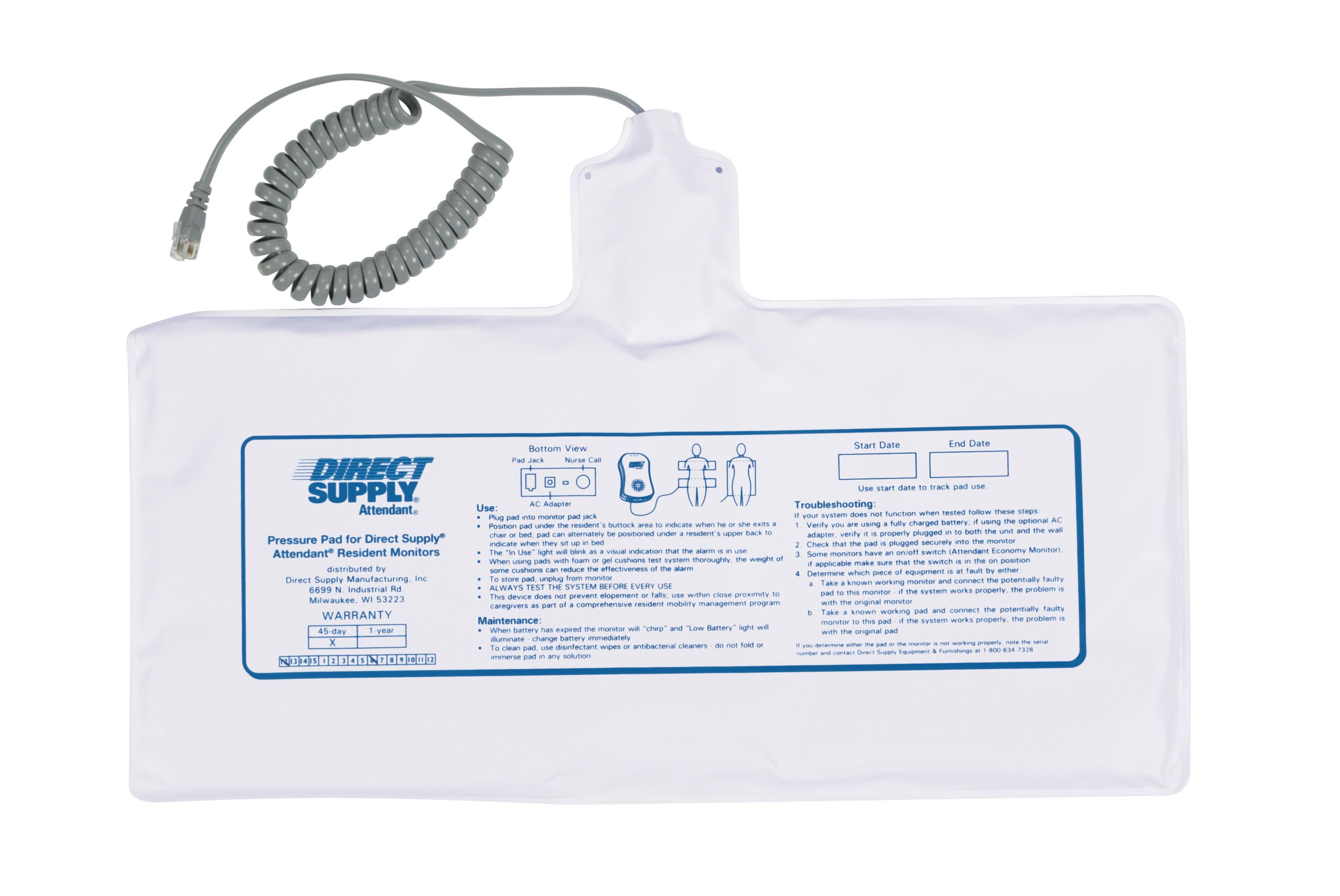 Replacement Attendant® Chair Alarm Pad, 1 Year, 7" x 15", Straight Cord ...