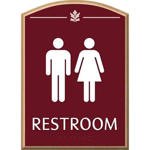 Contour Unisex Restroom Sign with Braille, 6-3/4"W x 9-3/8"H ...