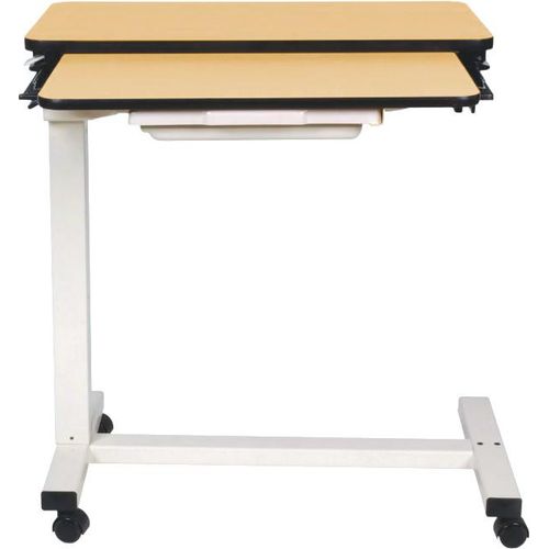 Executive Split-Top Overbed Table, H-Base with Vanity - Tabletop Color: Fusion Maple (3VX13 ...