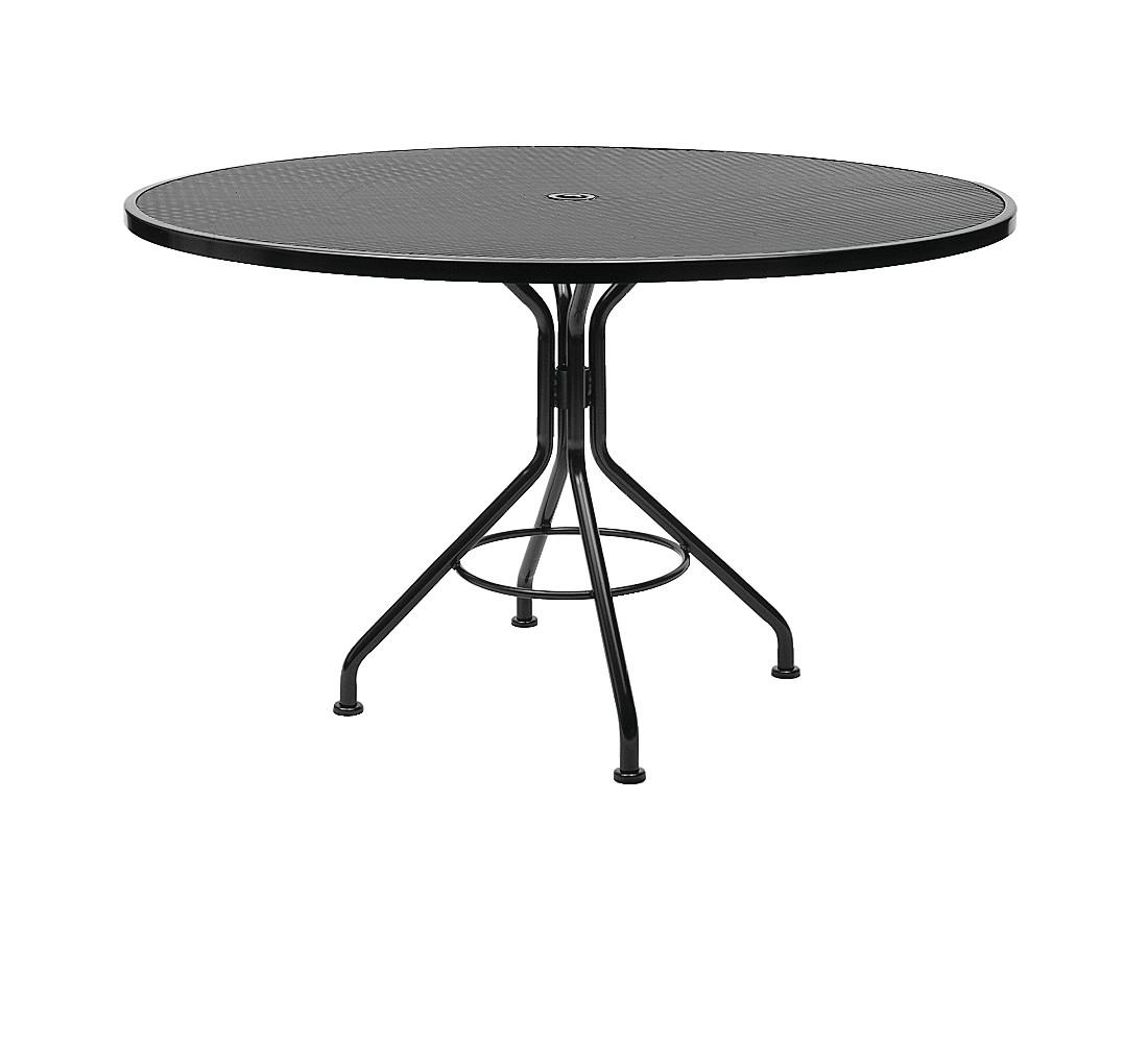 48" Round Table, Mesh Top with Umbrella Hole - Table Finish: Black ...